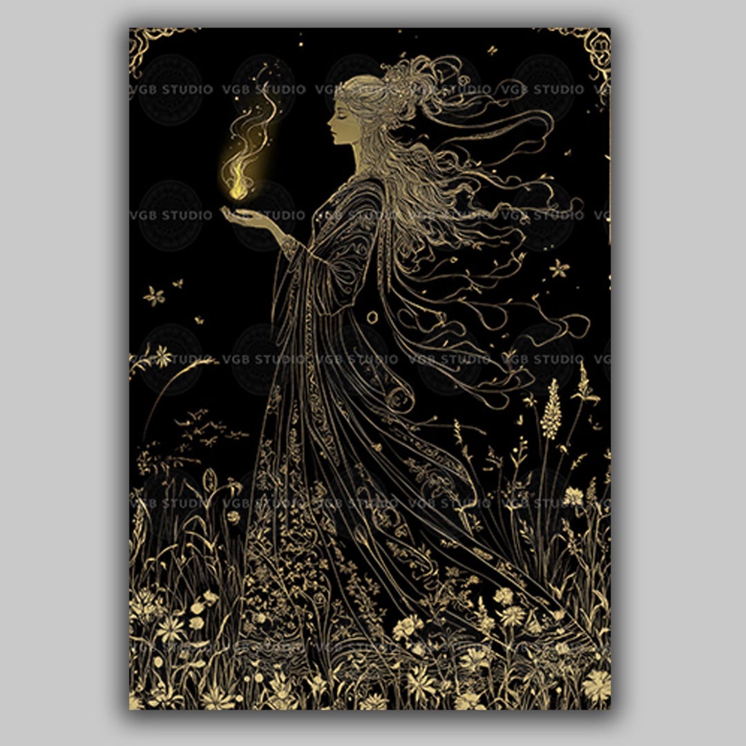 Brigid Celtic Goddess of Fire and Inspiration Pagan Art Nouveau Print ...