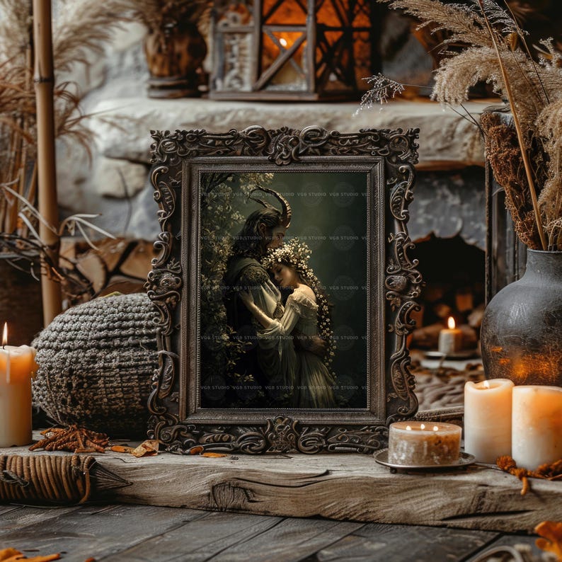Beltane Art Print May Queen and Horned God Lovers Pagan Romance Wall ...