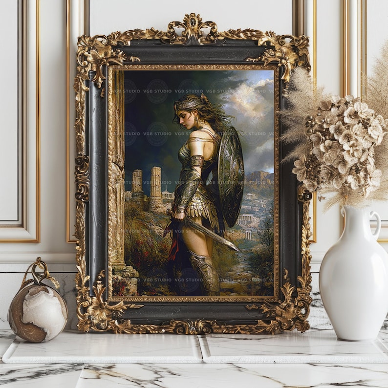 Athena Greek Goddess Art Print Warrior Woman With Sword and Shield ...