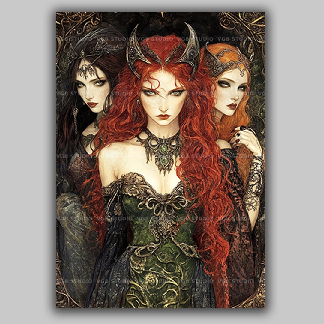 The Morrigan Badb Macha and Nemain Celtic Triple Goddess Print, Irish ...