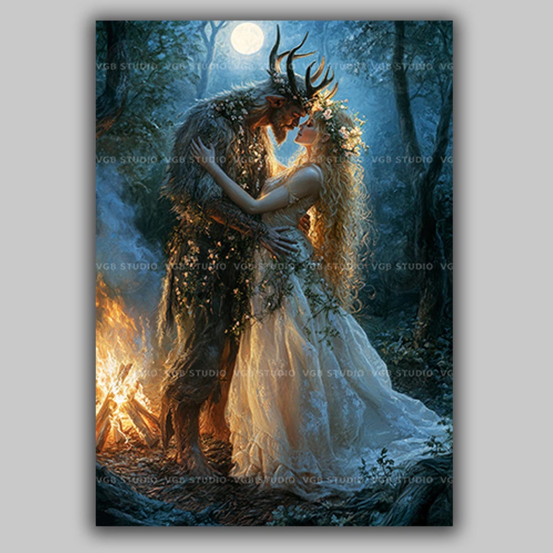Beltane Art Print | May Queen and Horned God | Celtic Spring Festival ...