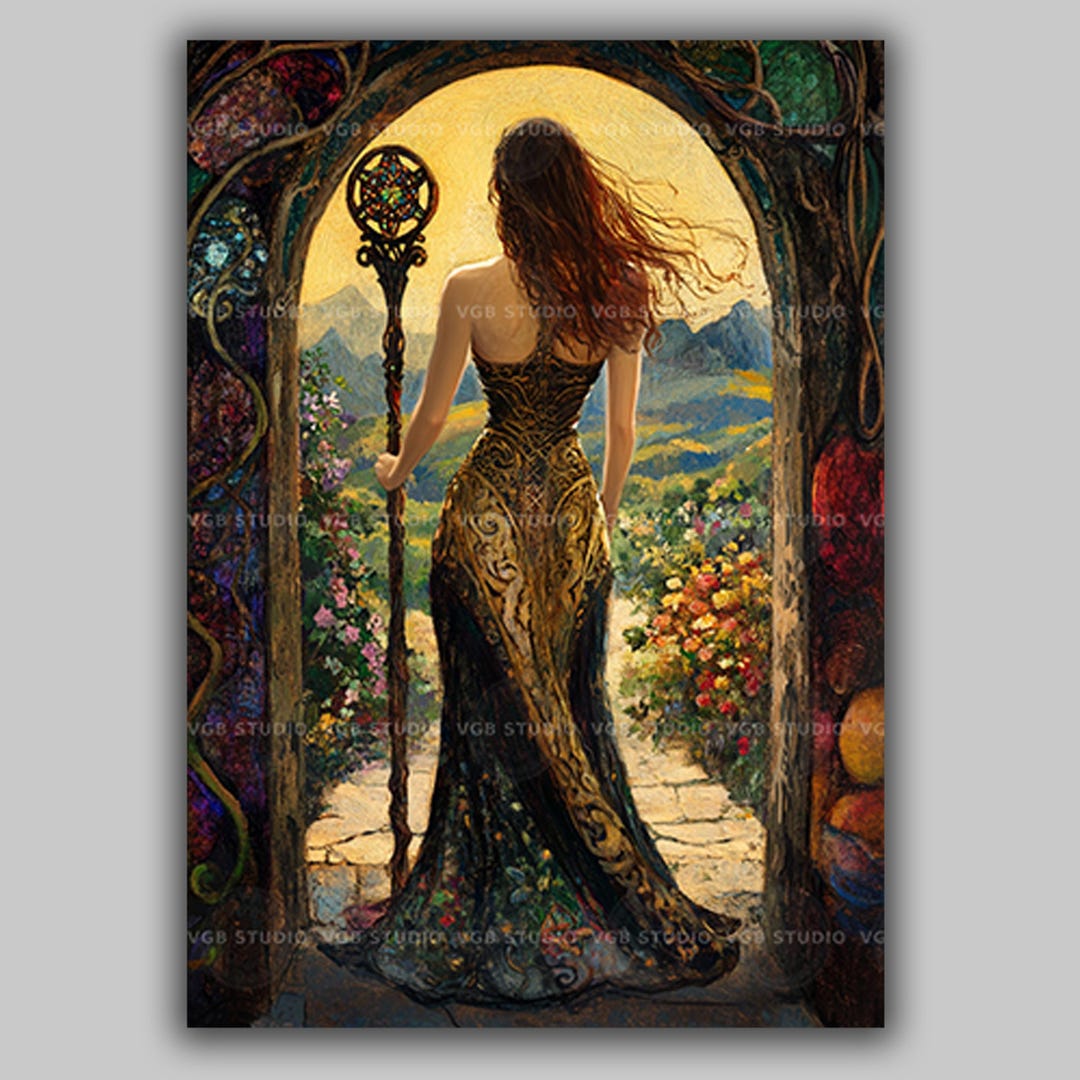 Arthurian Enchantress Medieval Fantasy Celtic Magic Art Print,magical Portal to Avalon Romantic ...