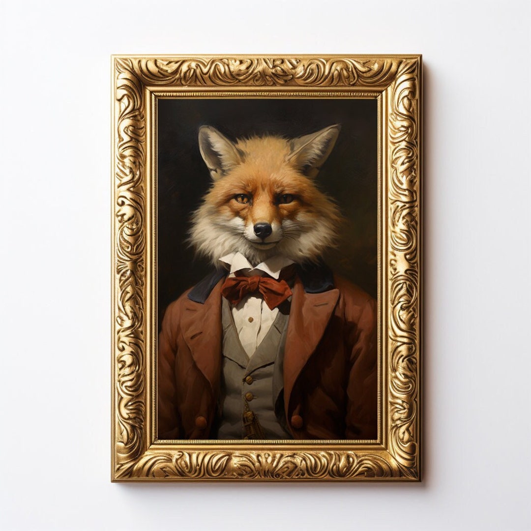 Victorian Fox Gothic Gentleman Red Suit Fine Art Giclee - Etsy