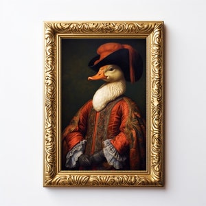 Gothic Renaissance Duck, Victorian Bird Portrait, Avian Artwork, Fine ...