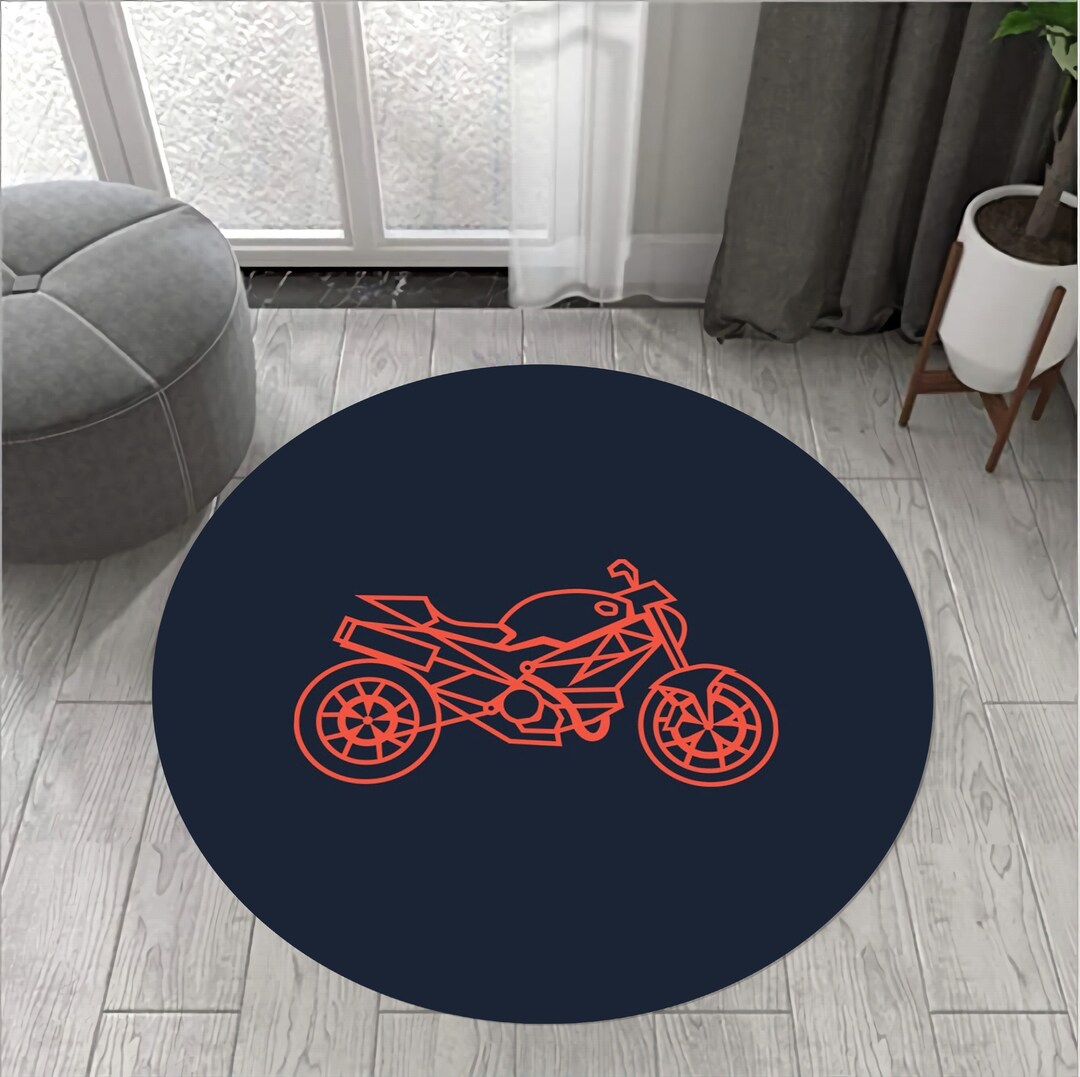 Round Rug, Motorcycle Rug, Vehicle Rug, Abstract Rug, Custom Rug, Home ...