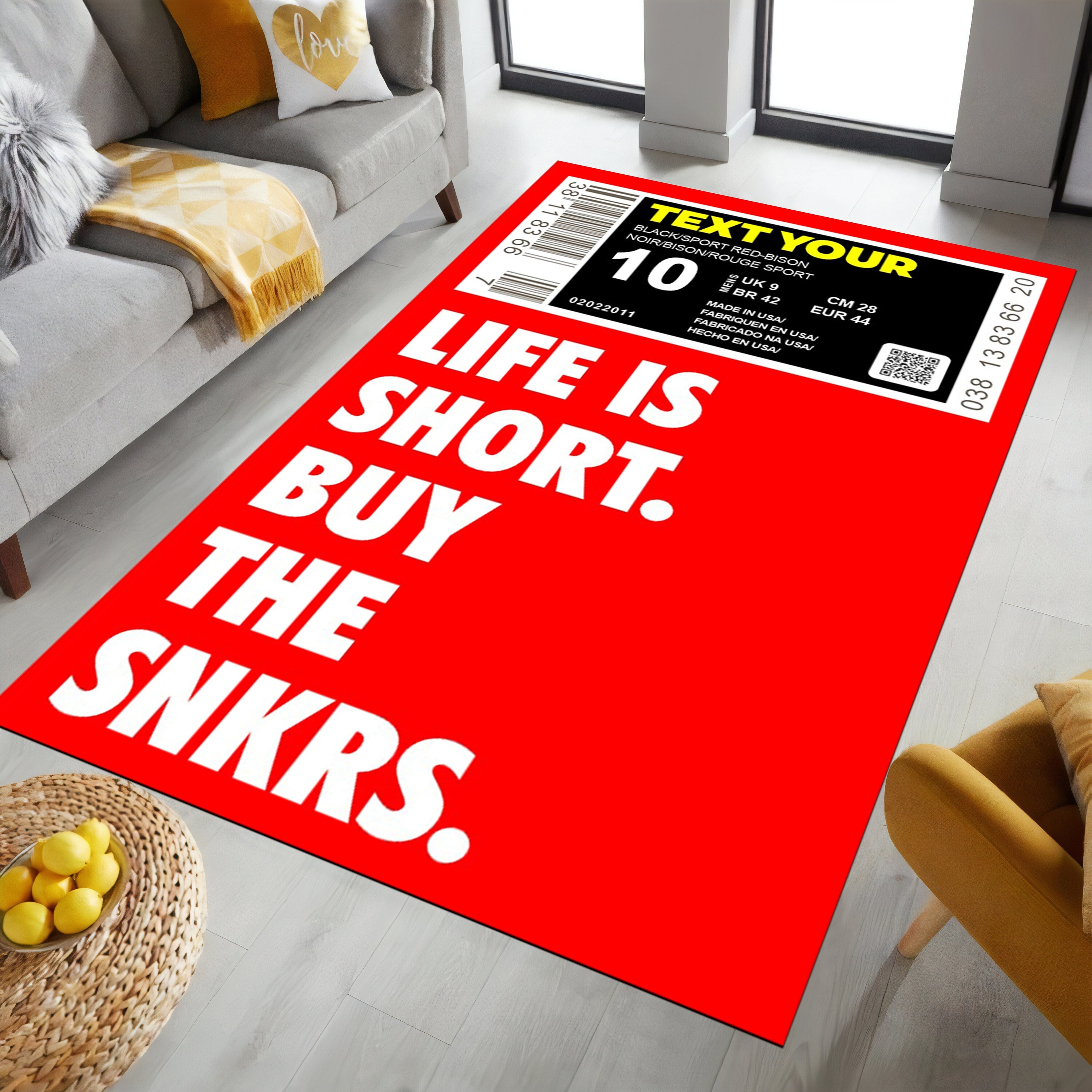 Custom Sneaker Rug, Red, Custom Label, Sneakerhead, Hypebeast ...
