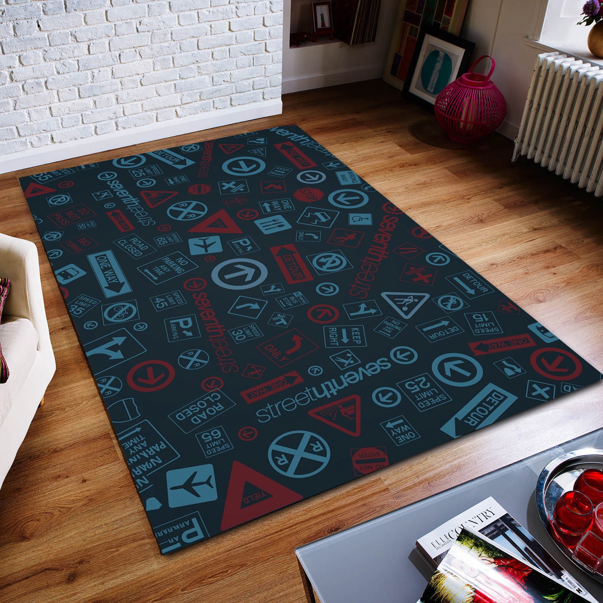 Traffic Signs Rug One Way Rug Abstract Rug Custom Rug Home - Etsy