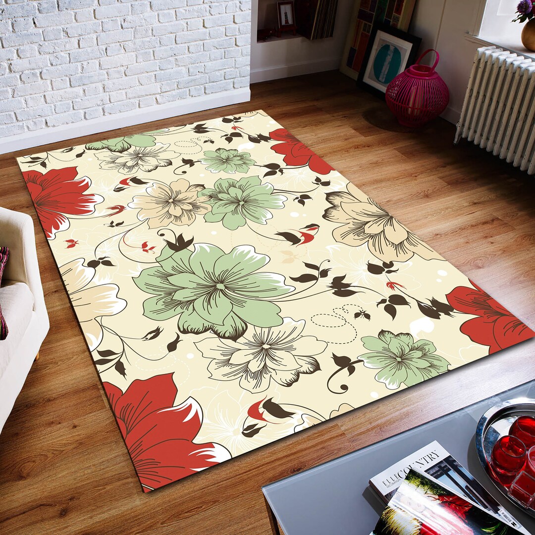 Spring Rug, Flower Rug, Aesthetic Design Rug, Abstract Rug, Custom Rug ...