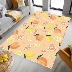 Lemon Slice Rug, Orange, Fruit Rug, Fresh Rug, Abstract Rug, Custom Rug ...