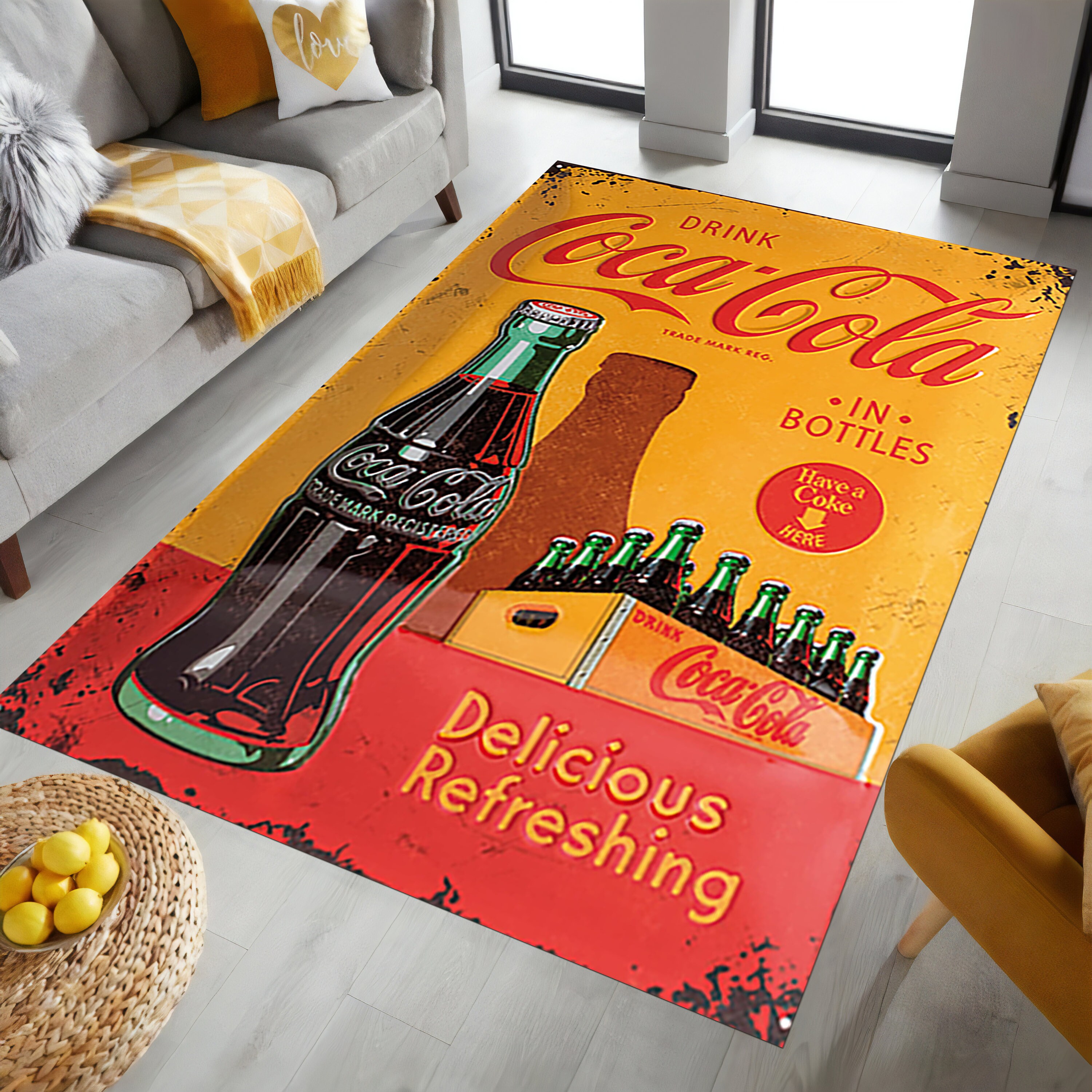 Coca Cola Rug, Legendary Drink Rug, Abstract Rug, Custom Rug, Home ...