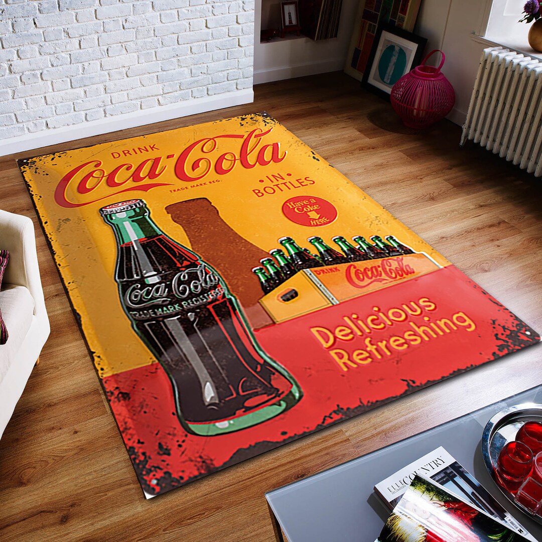 Coca Cola Rug, Legendary Drink Rug, Abstract Rug, Custom Rug, Home ...