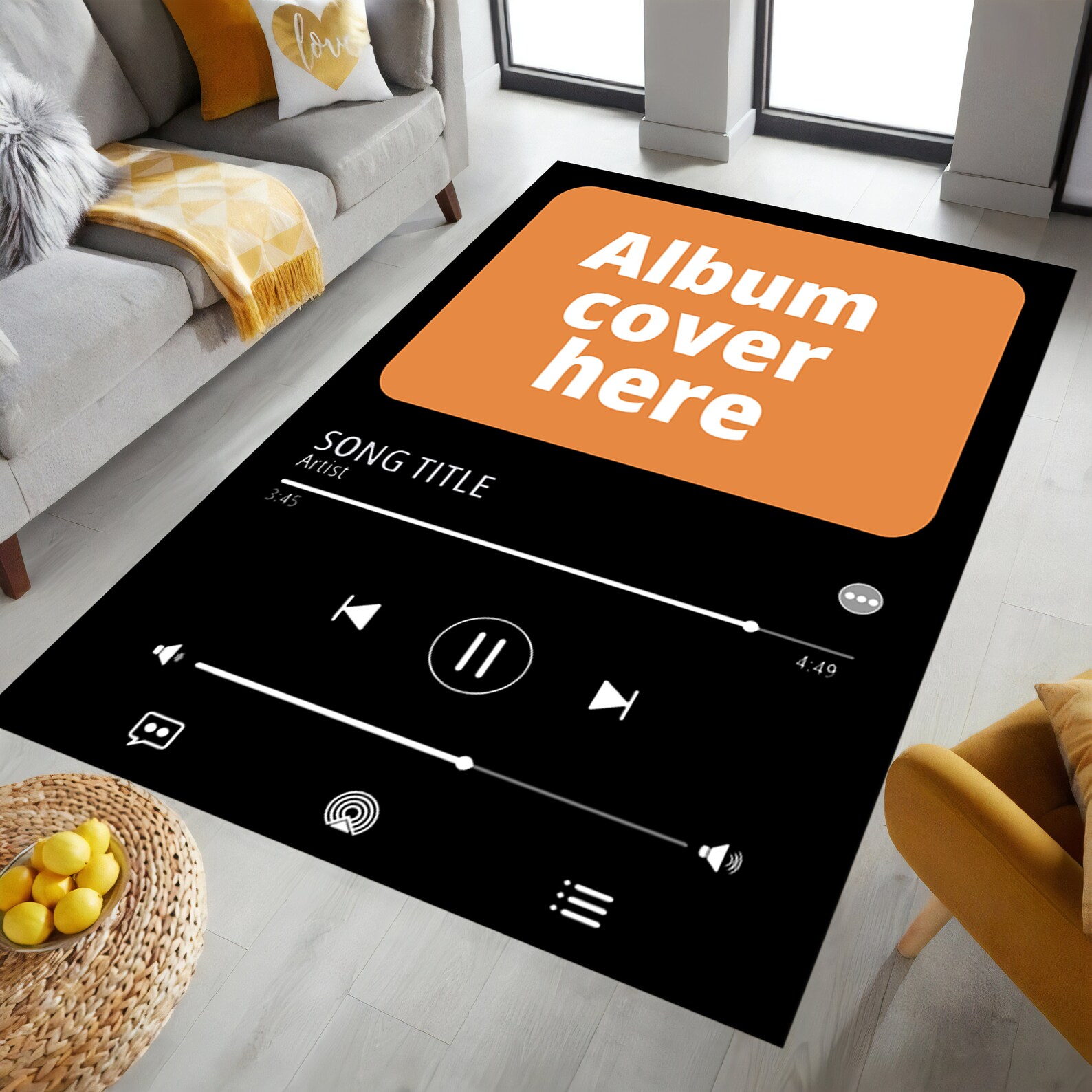 Music Player, Music Rug, for Music Room, Gift, Music Clip Player,custom ...
