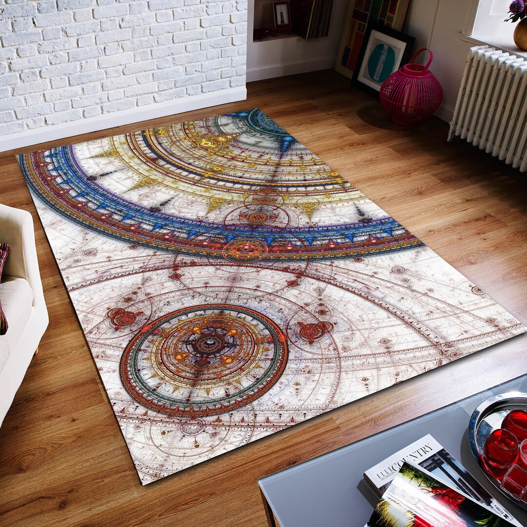 Circle and Design Rug, Geometric Shapes Rug, Abstract Rug, Custom Rug ...