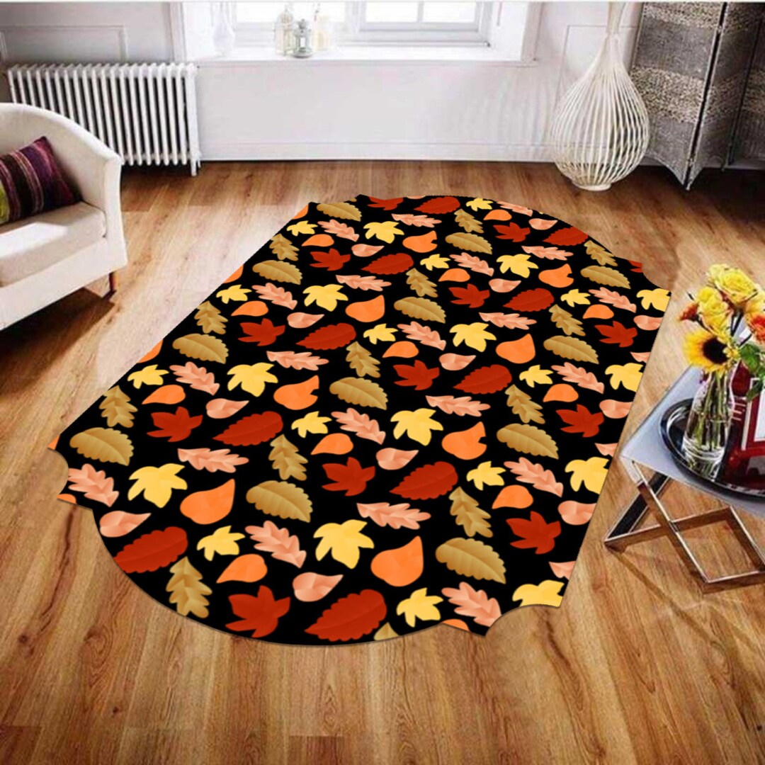 Oval Rug, Colorful,yellow Leaves Rug, Leaves Rug, Autumn is Art, Custom ...