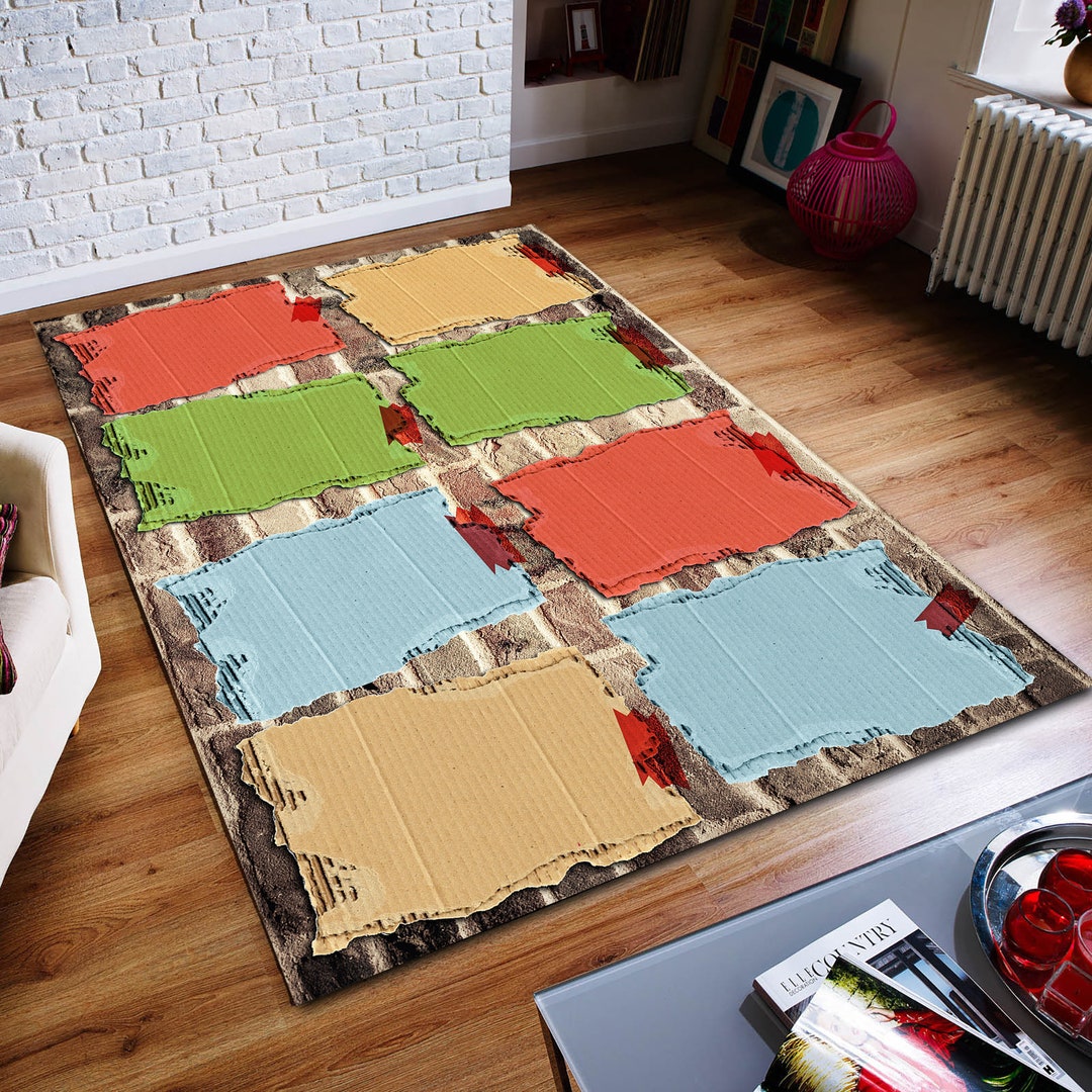 Cardboard Rug, Post It Rug, Colored Post It Rug, Abstract Rug, Custom ...