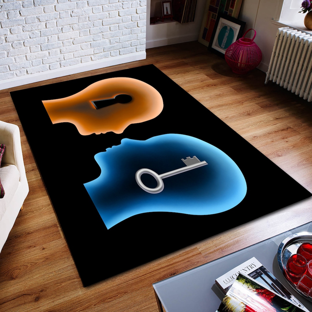 Human Brain Key Rug, Human Head Rug, Abstract Rug, Custom Rug, Home ...