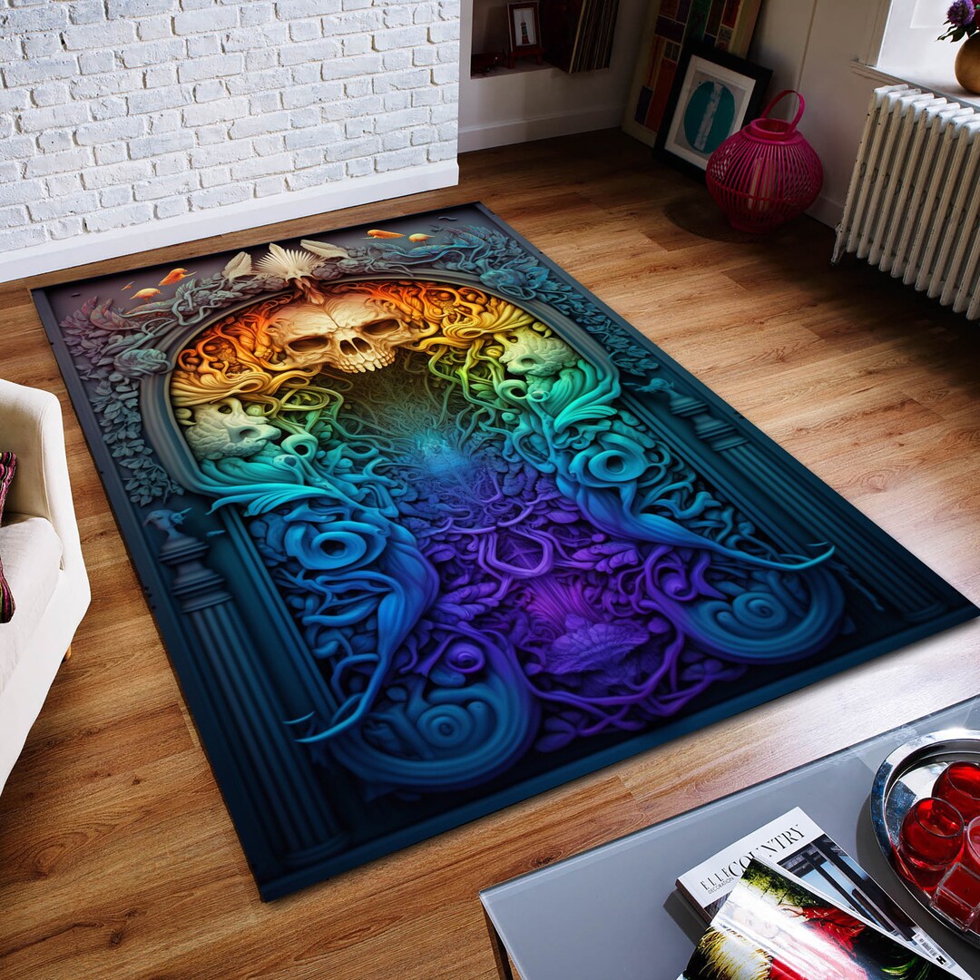Helios Rug, Neon Lights Rug, Modern Rug, Colorful Rug, Art Rug, Movie ...