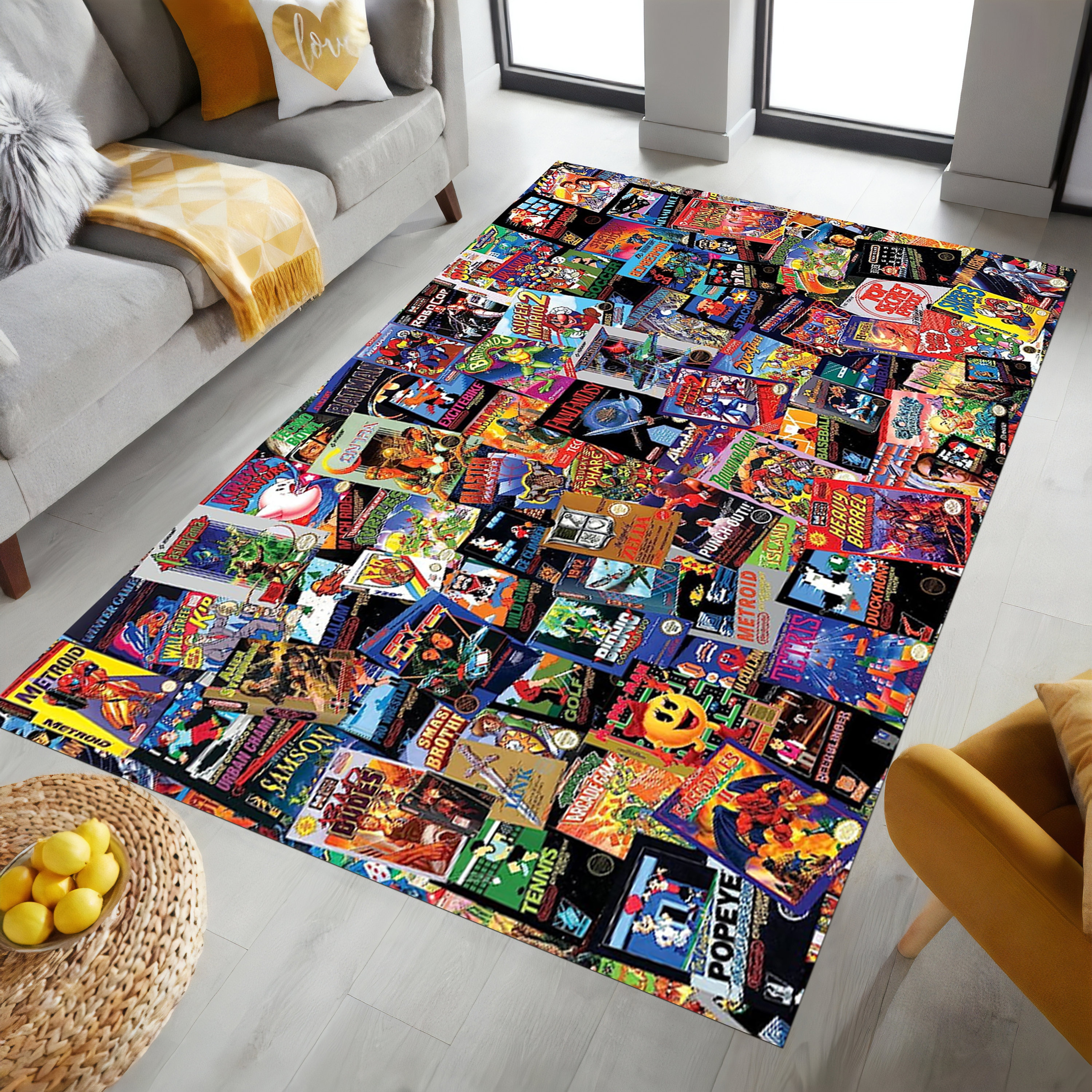 Retro Games, Modern Rug, Colorful Rug, Art Rug, Movie Rug, Home Decor ...