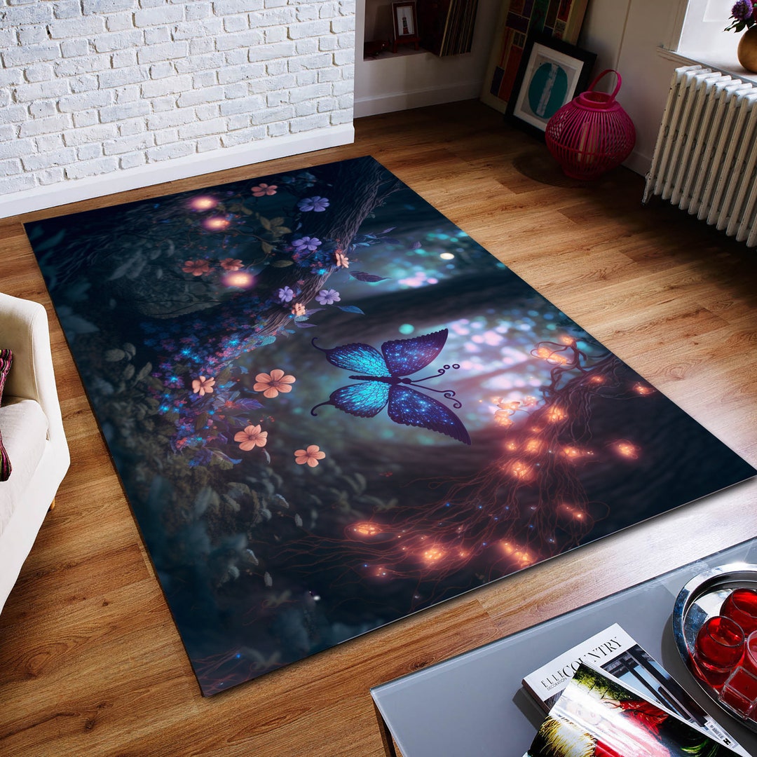 Fireflies Rug, Butterfly Rug, Forest Pattern, Abstract Rug, Custom Rug ...
