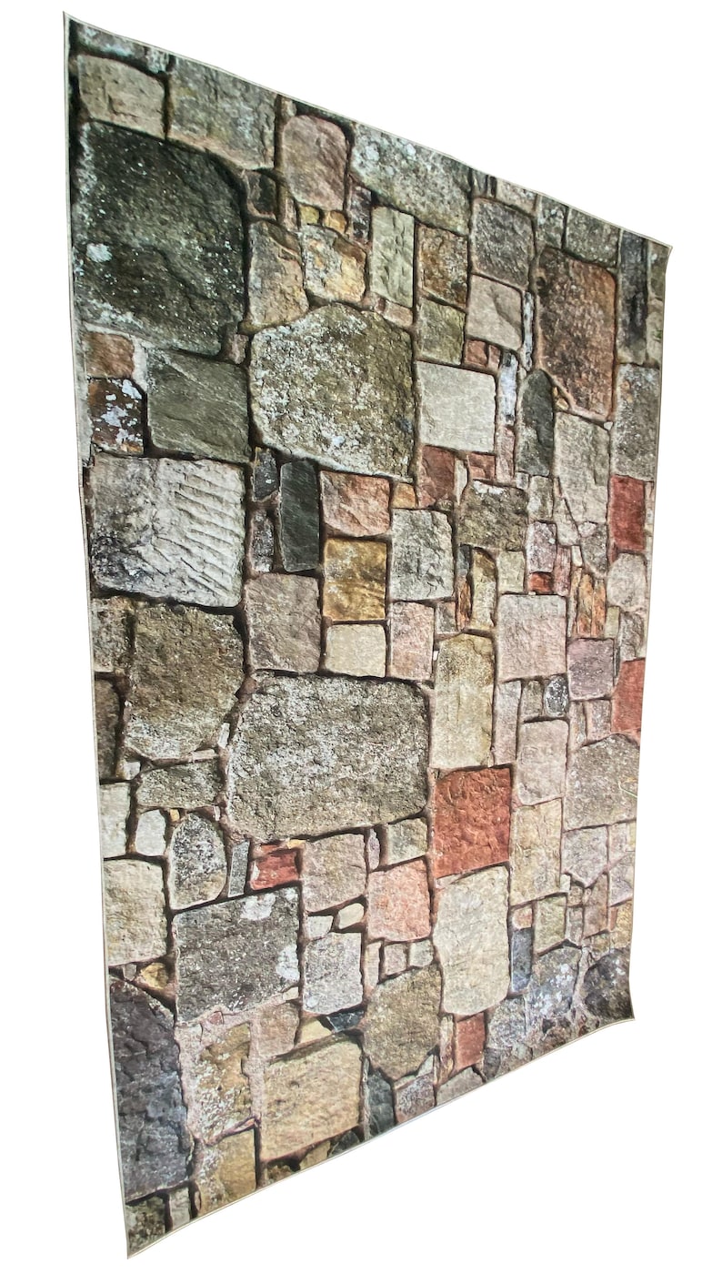 Stone Wall Pattern Rug: Abstract Modern Area Rug, Non-slip - Etsy