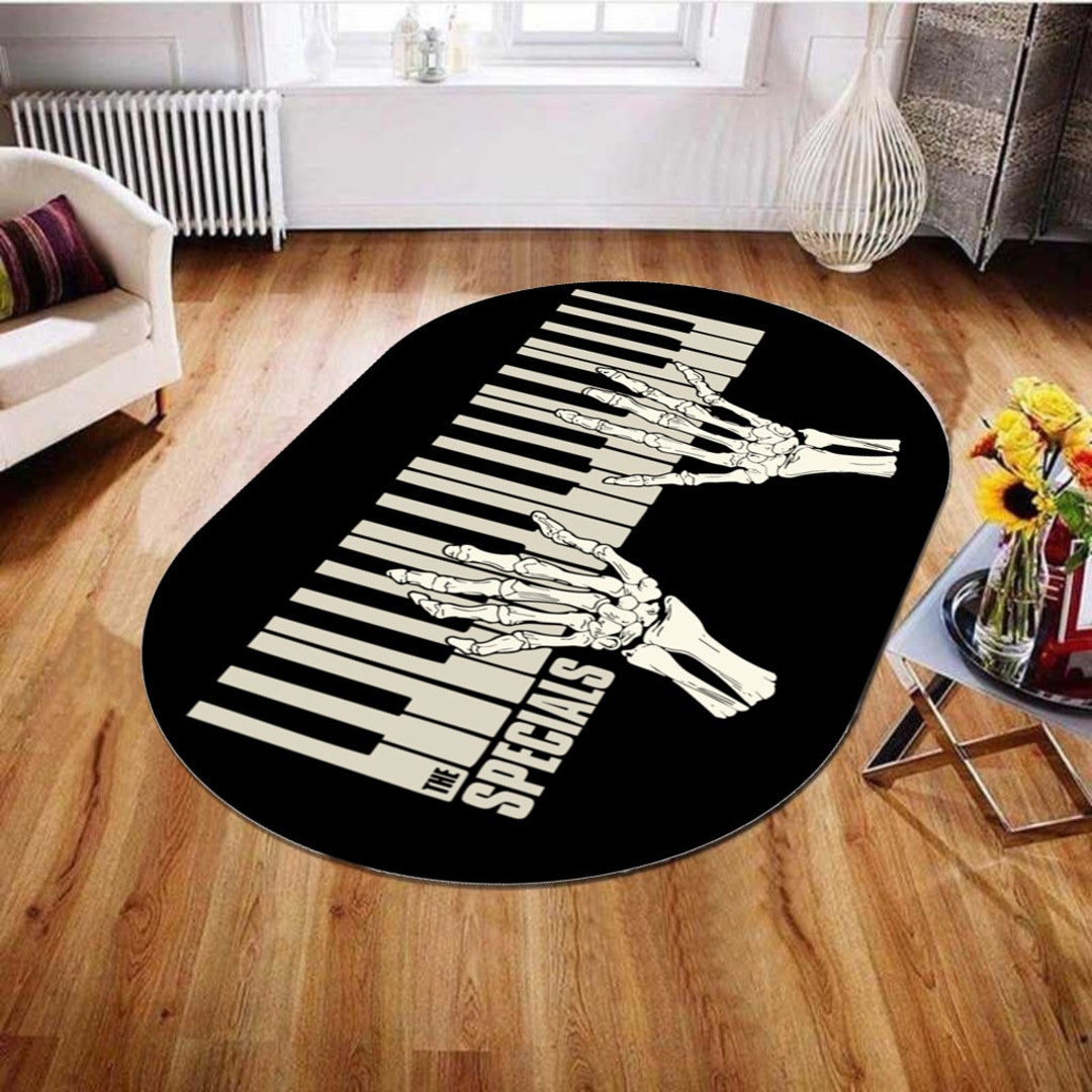 Oval,piano Keys Rug, Skeleton, Aesthetic Design Rug, Abstract Rug ...