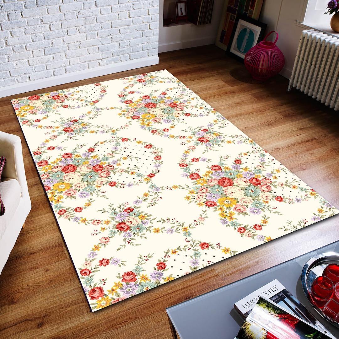 British Style Rug, Flowers Pattern Rug, Abstract Rug, Custom Rug, Home ...