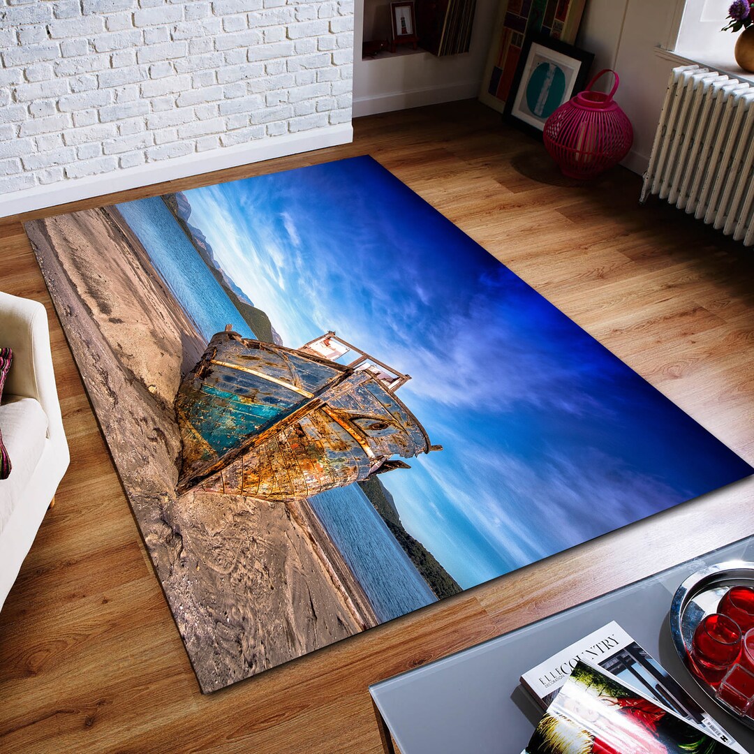 Boat Rug, Ship Rug, Modern Rug, Colorful Rug, Art Rug, Home Decor Rug ...