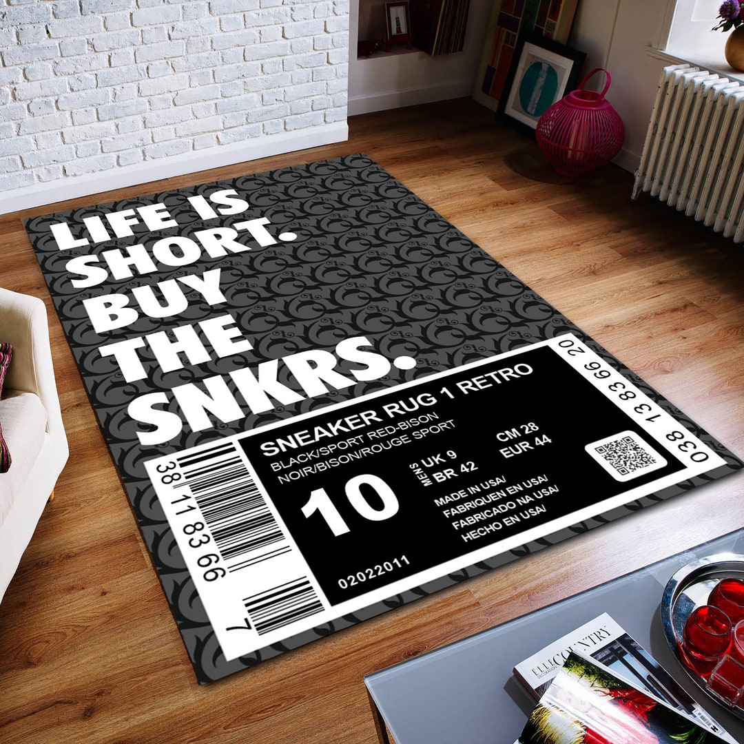 Lİfe is Short, Buy the Snkr, Slogan, Sneaker, Sneaker Room Rug, Custom ...