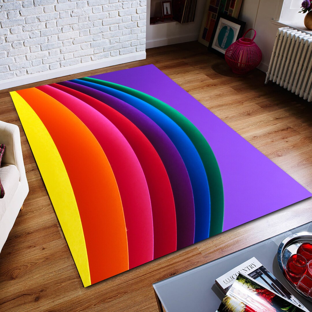 Rainbow Rug, Primary Colors Rug, Abstract Rug, Custom Rug, Home Decor ...