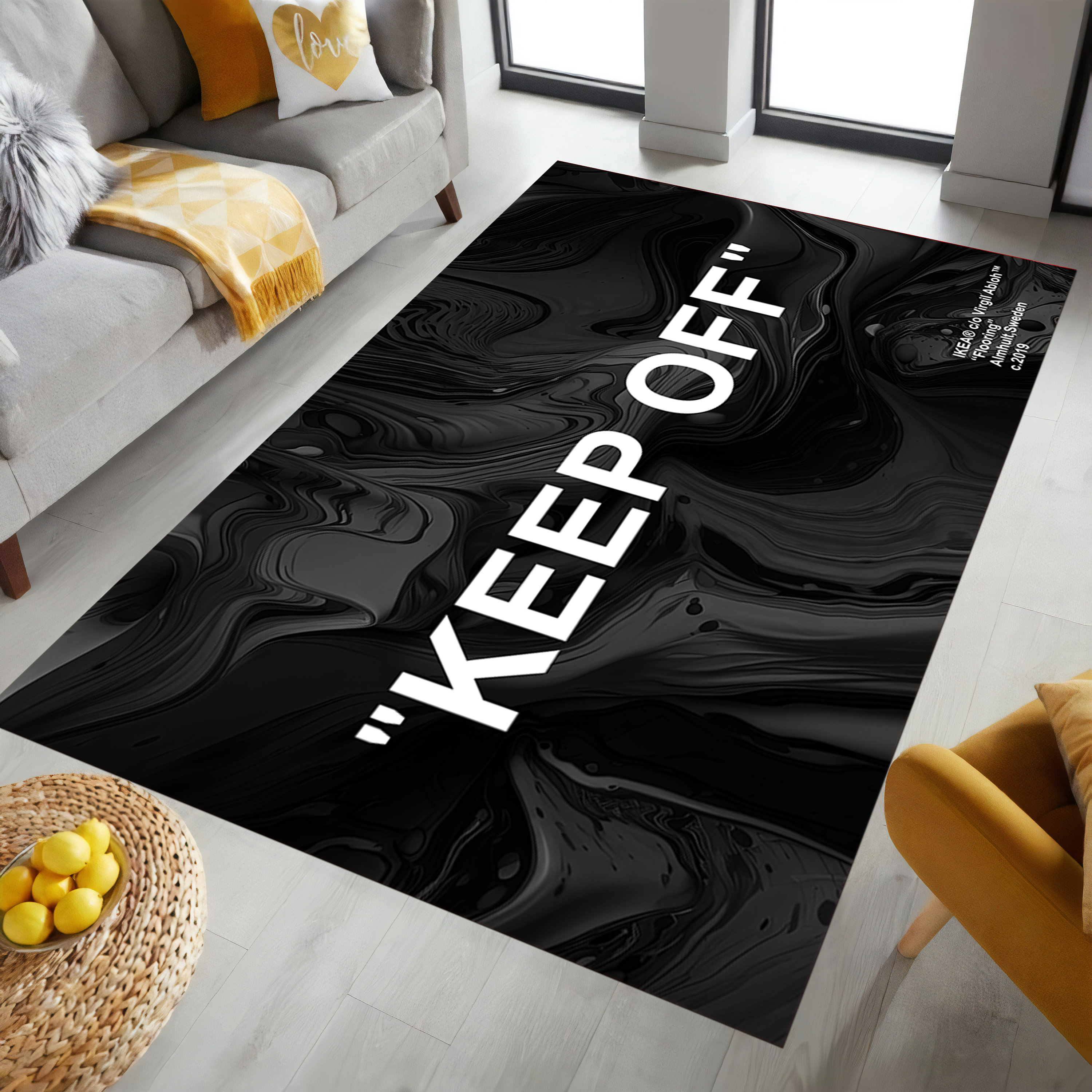 Keep off Rug, Black Wave Keep, Traditional Abstract Rug, Custom Rug ...
