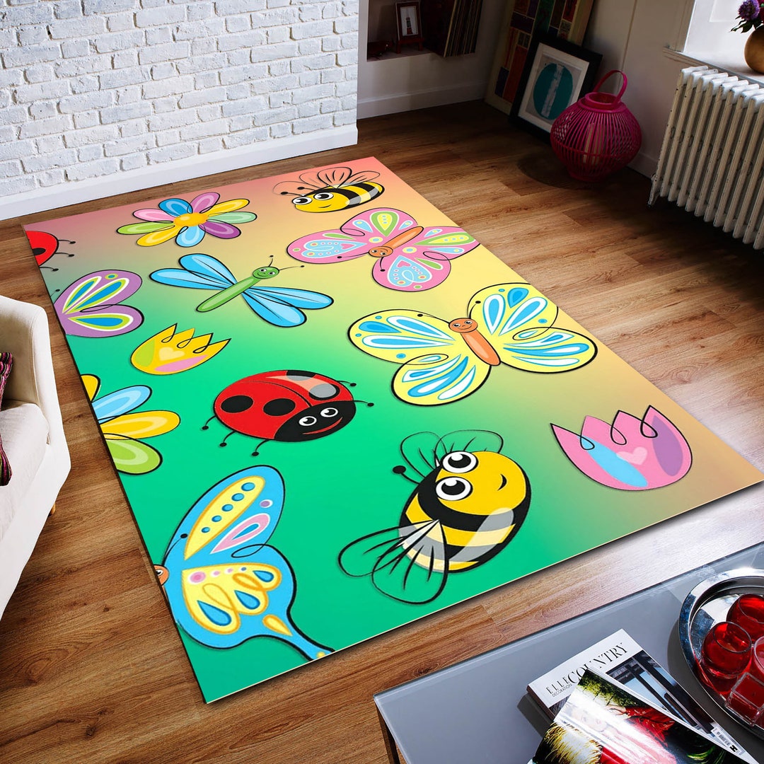 Ladybug Rug, Butterfly Rug, Bee Rug, Abstract Rug, Custom Rug, Home ...