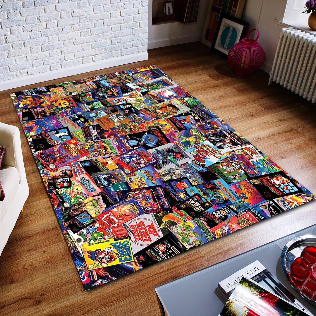 Retro Games, Modern Rug, Colorful Rug, Art Rug, Movie Rug, Home Decor ...