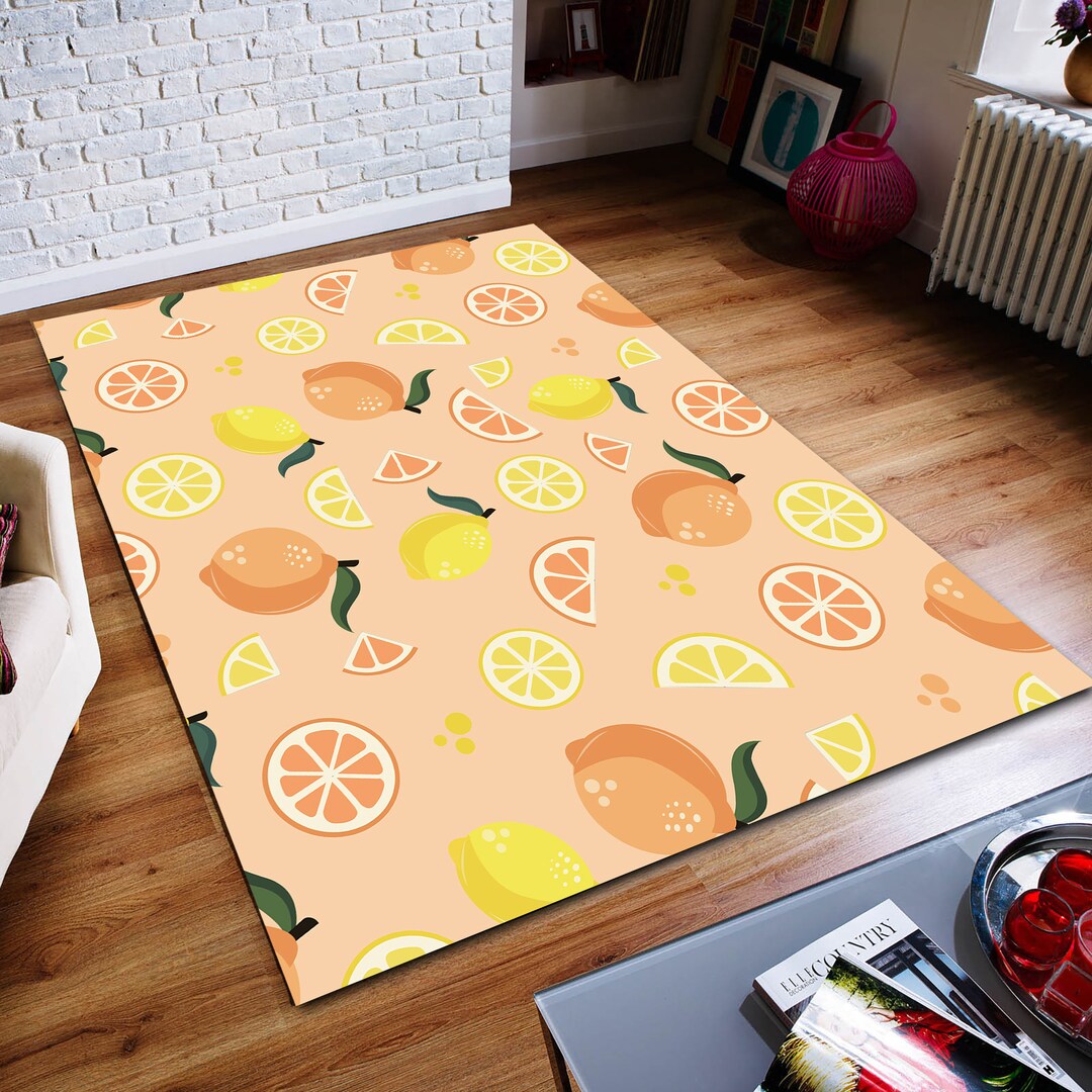 Lemon Slice Rug, Orange, Fruit Rug, Fresh Rug, Abstract Rug, Custom Rug ...
