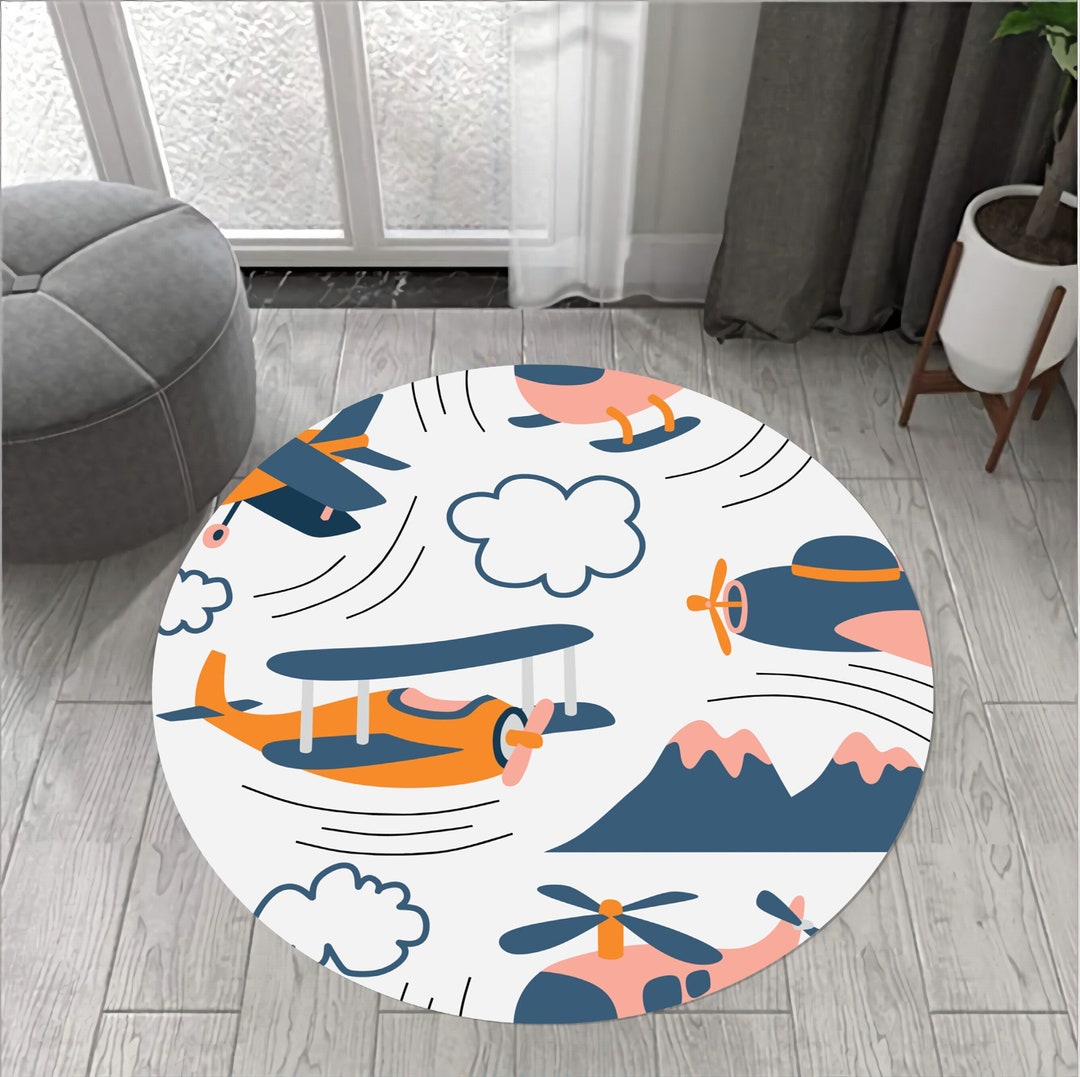 Round Rug, Airplane Rug, Mountain, Cloud, Sky Rug, Custom Rug,home ...