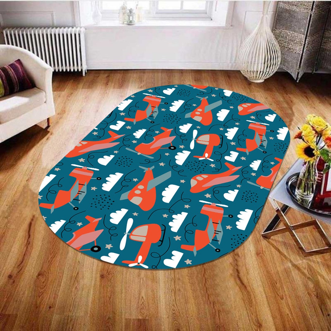 Oval Rug, Airplane Rug,sky,jet Rug,space Rug,cloud,kids Room,mountain ...