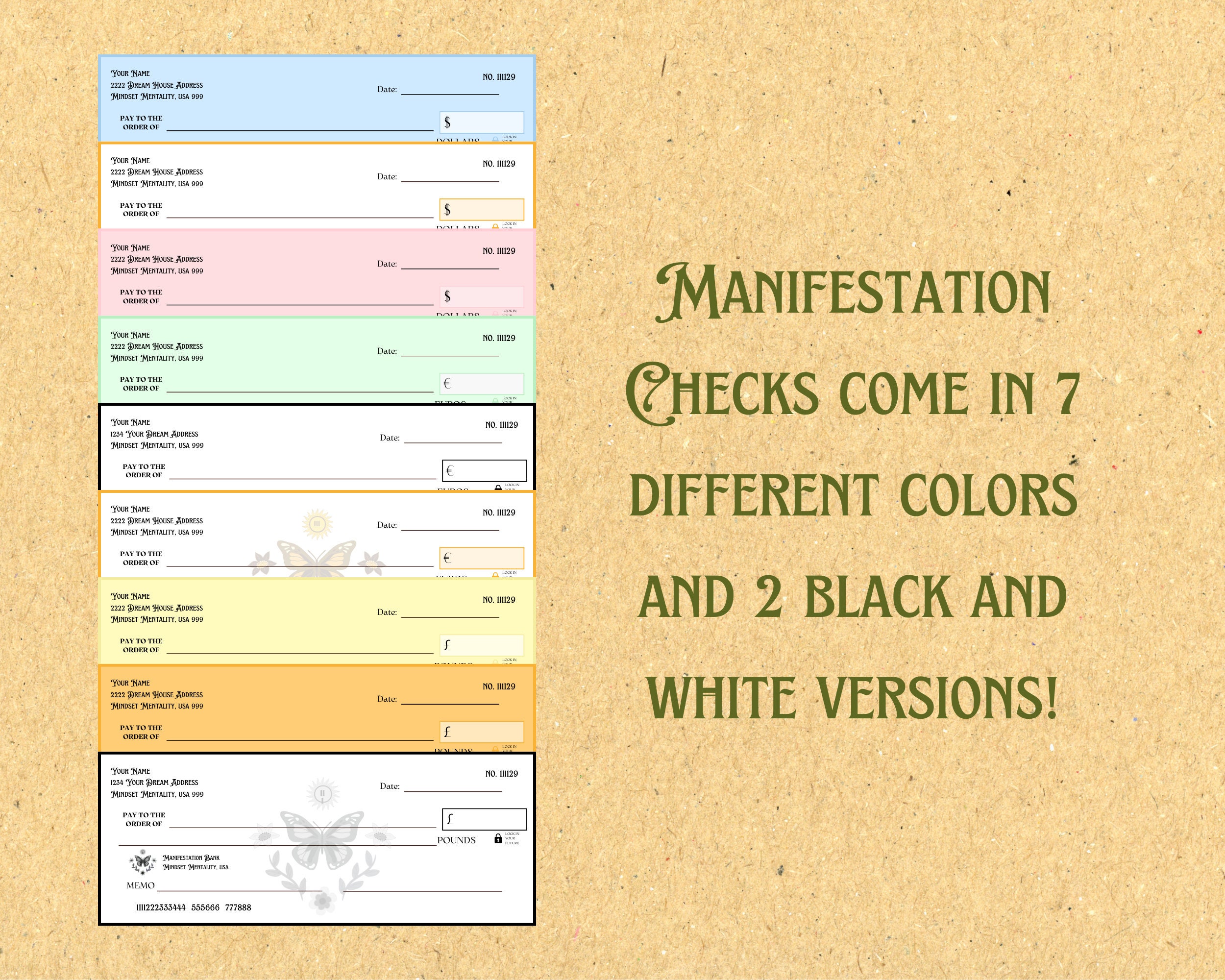 Printable Manifestation Checks | Vision Board Checks | Abundance Checks ...