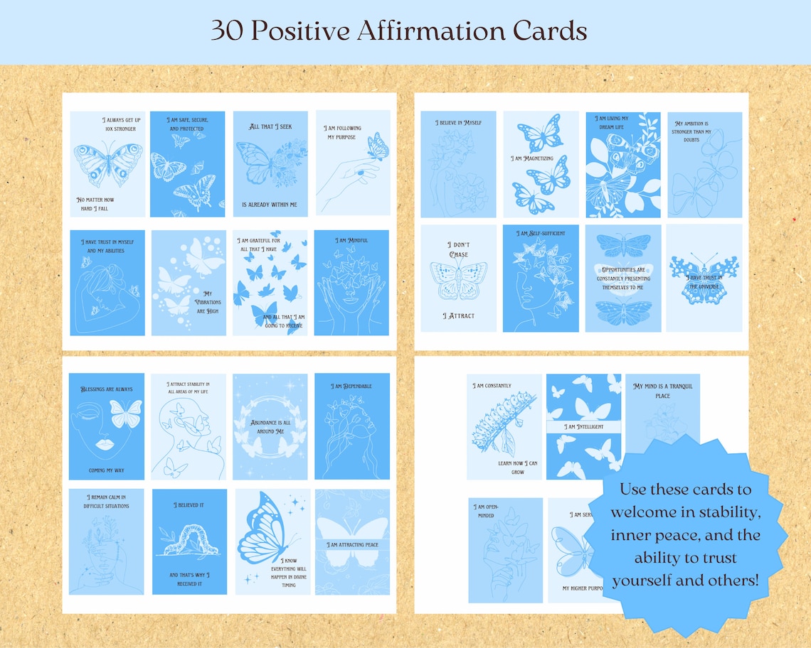 Blue Affirmation Cards | Affirmation Cards Printable | Create Your Own ...