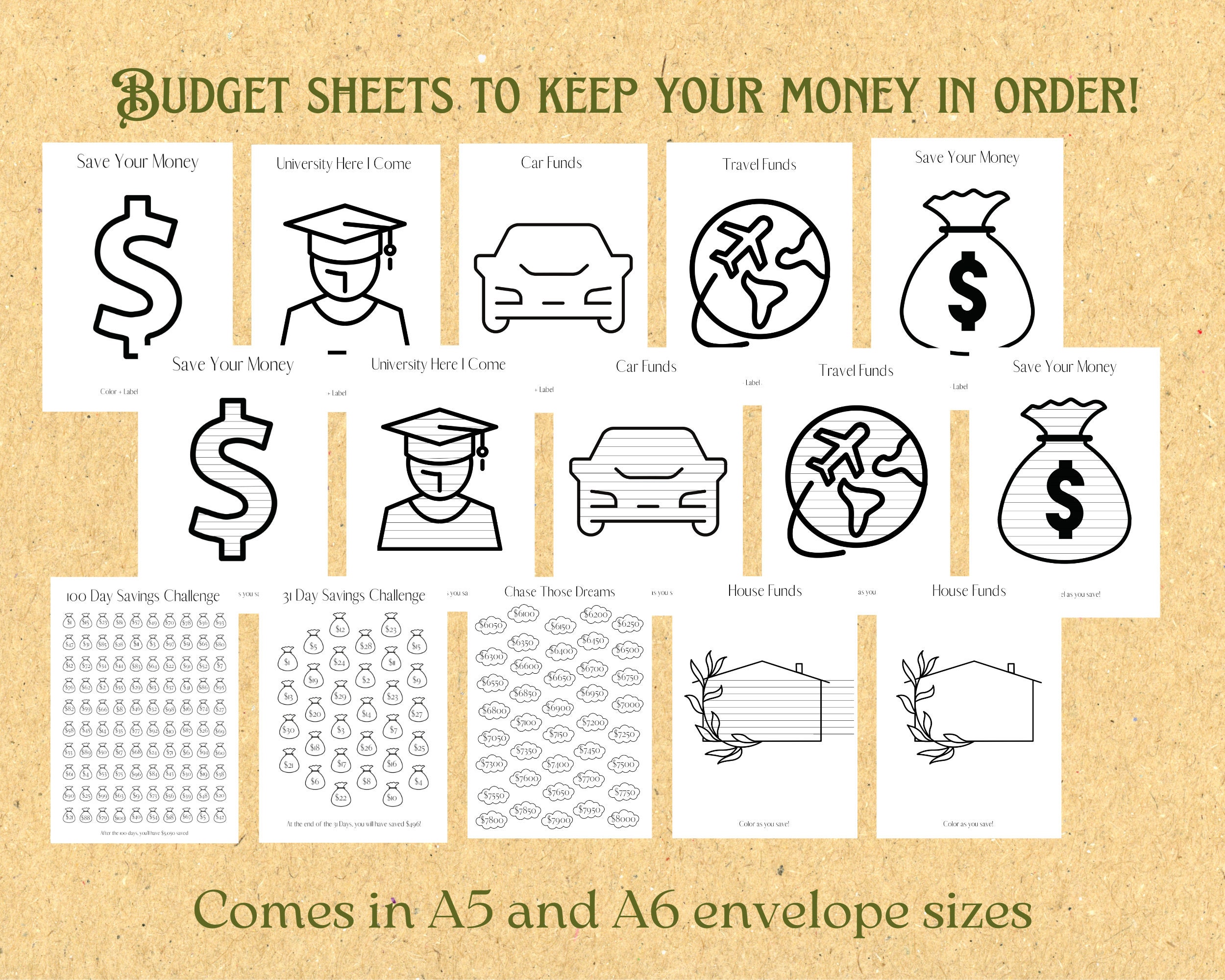 Money Tracker Sheets | Saving Sheets | Budget Binder Sheets | Saving ...