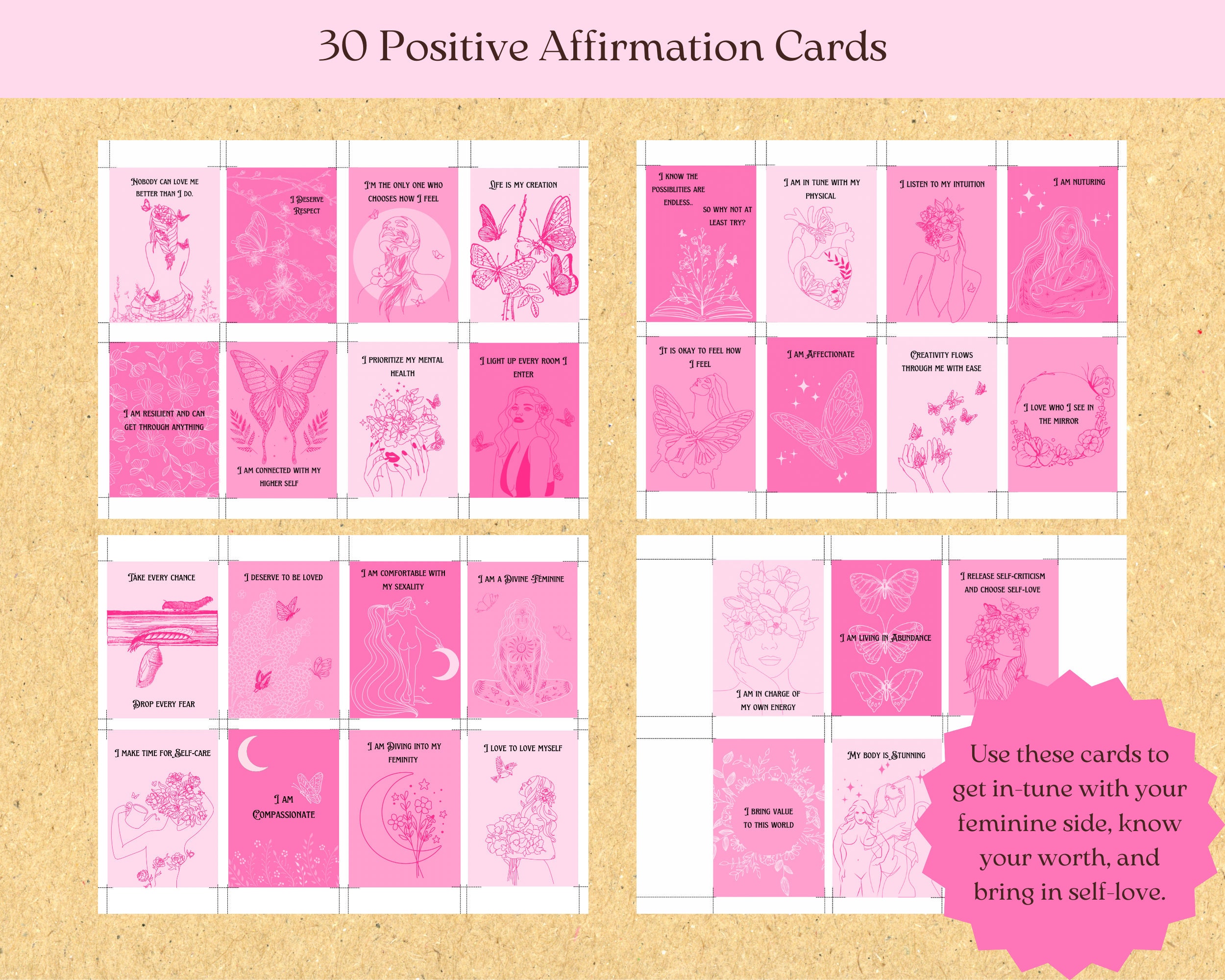 Pink Affirmation Cards | Positive Affirmation Cards | Printable ...