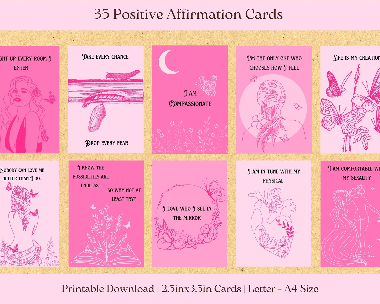 Pink Affirmation Cards | Positive Affirmation Cards | Printable ...