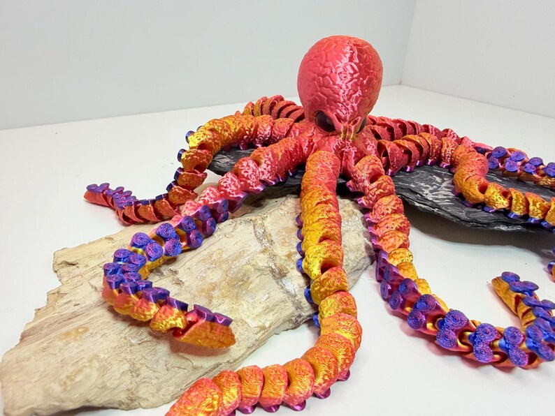 3D Printed Articulated Octopus Fidget Toy Calming Stress Relief Toy for ...