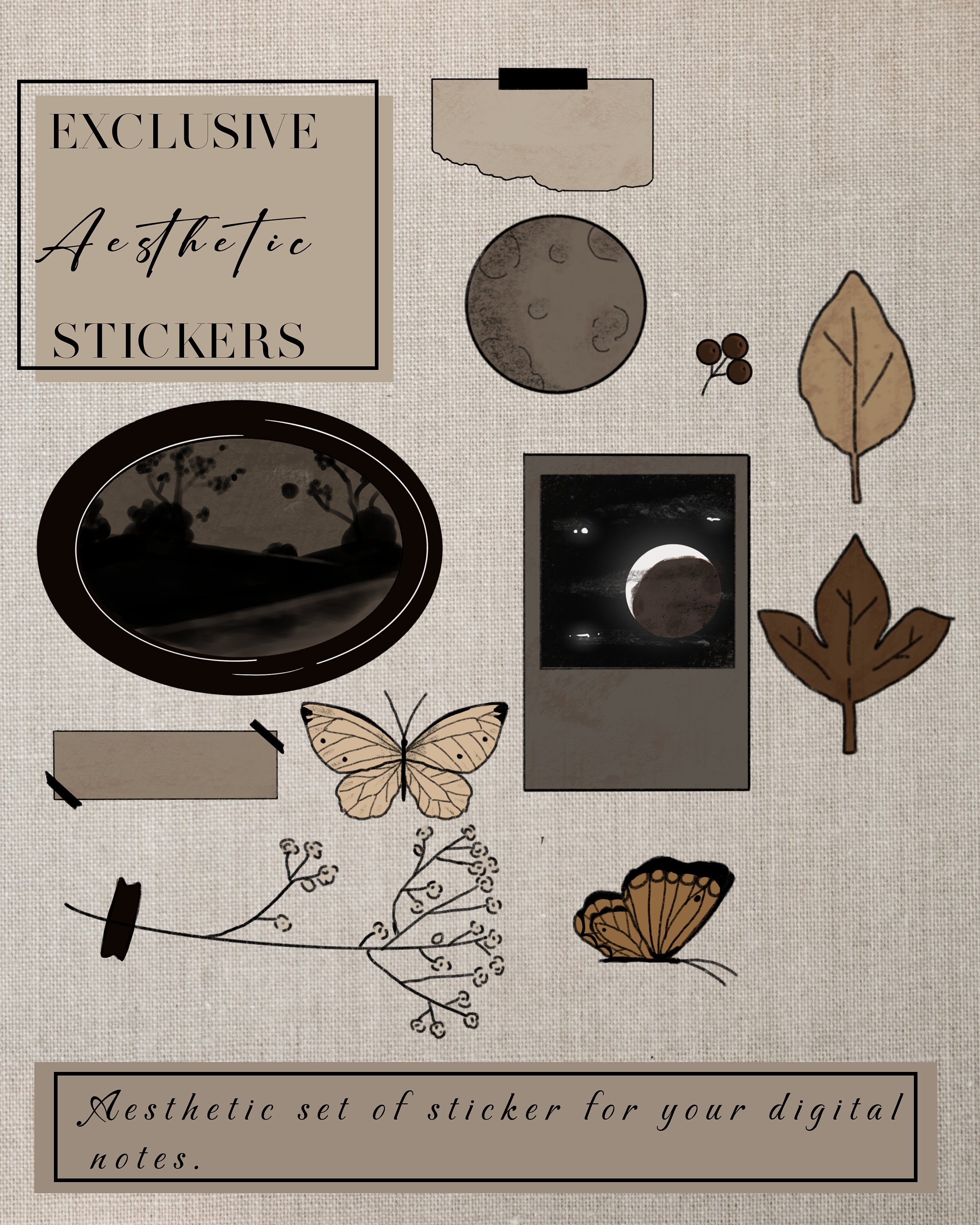 Hand Drawn Aesthetic Set of Digital Stickers to Use in Your Notes ...