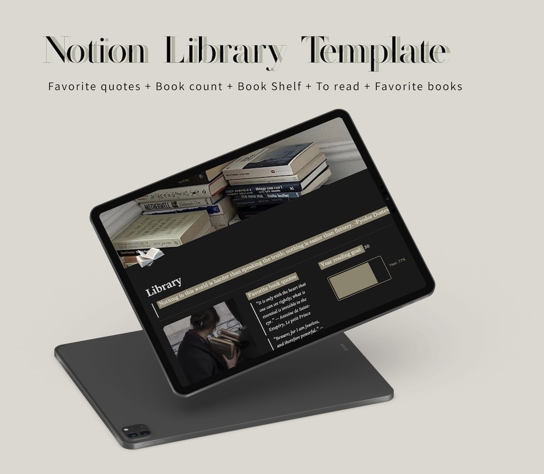 Notion Template Library/bookshelf Notion Dark/chaotic Academia - Etsy