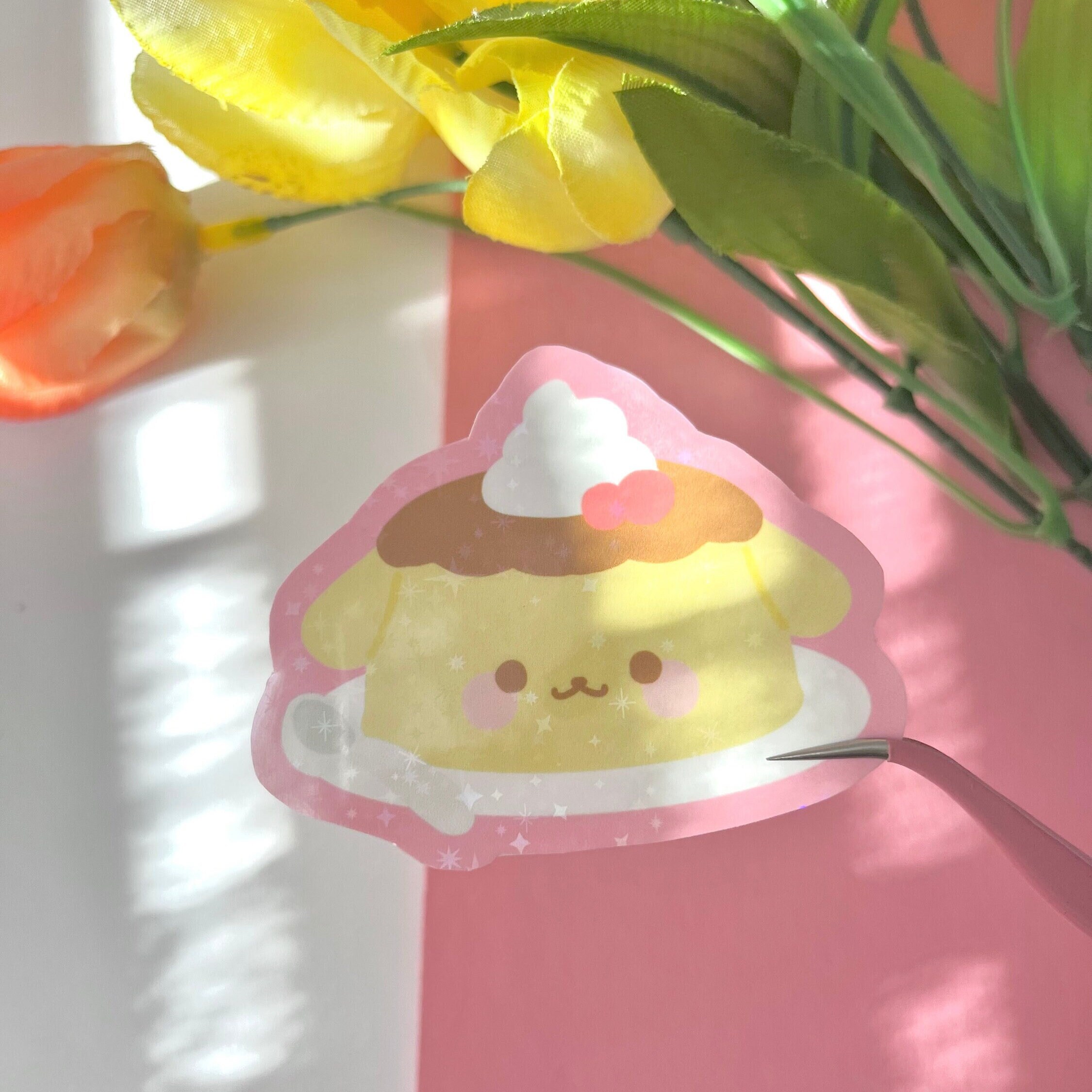 Holographic Pudding Dog Die Cut // Cute Kawaii Sticker Laptop Sticker ...