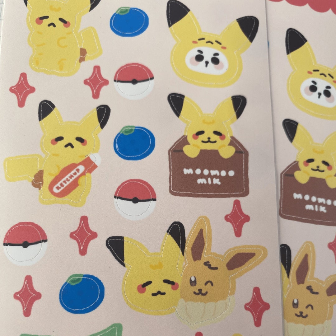 Cute Pikachu Sticker Sheet // Kawaii Journaling Deco Sticker - Etsy