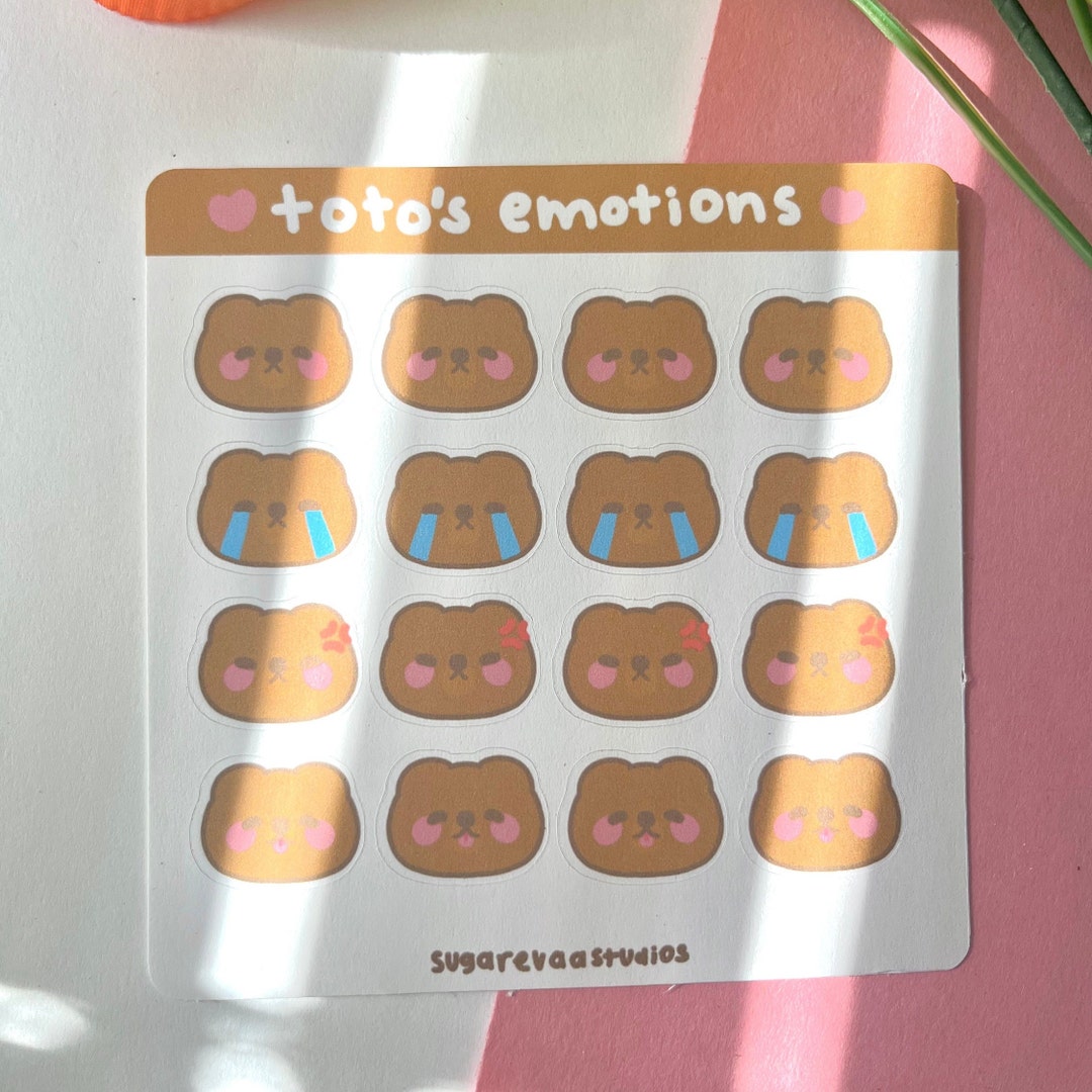 Cute Bear Toto Emotion Sticker Sheet // Bear Planner Stickers, Journal ...