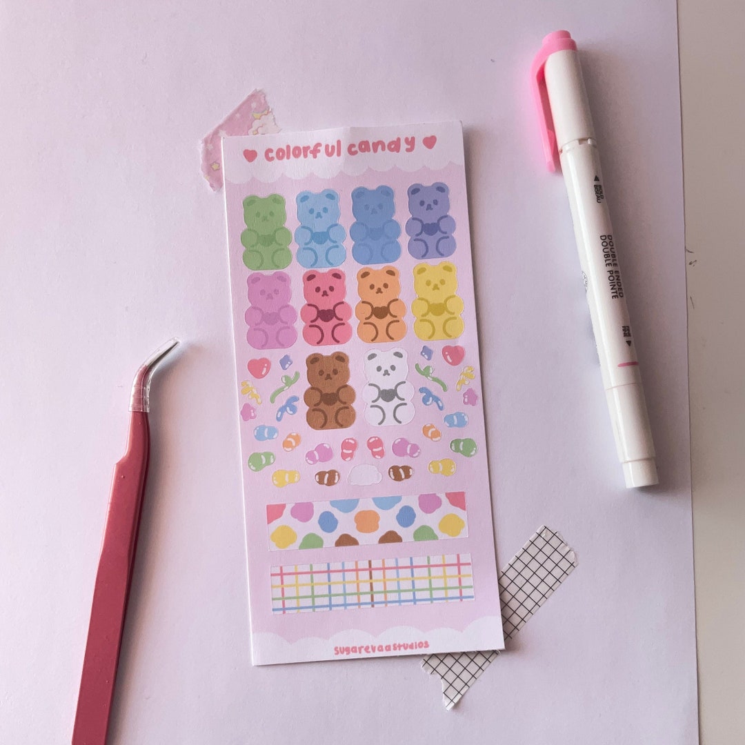 Cute Gummy Bear Sticker Sheet // Kawaii Journaling Deco - Etsy
