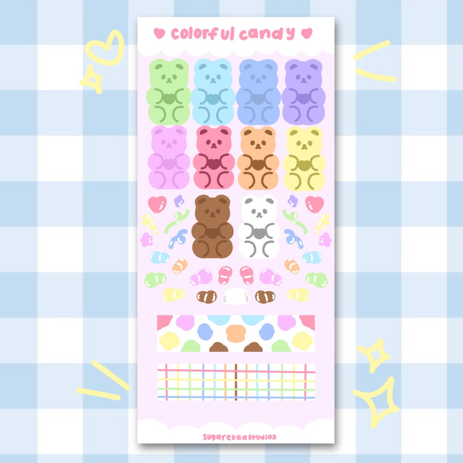 Cute Gummy Bear Sticker Sheet // Kawaii Journaling Deco Sticker, Paper ...