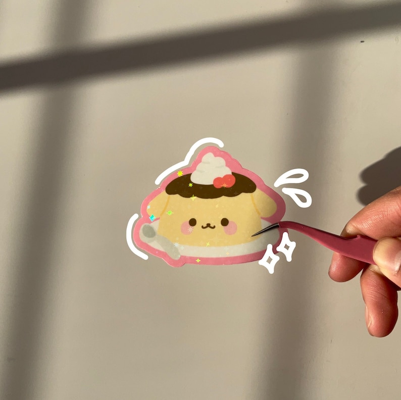 Holographic Pudding Dog Die Cut // Cute Kawaii Sticker Laptop Sticker ...