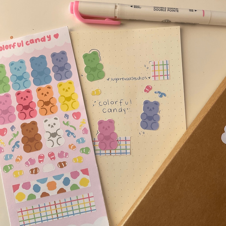 Cute Gummy Bear Sticker Sheet // Kawaii Journaling Deco - Etsy